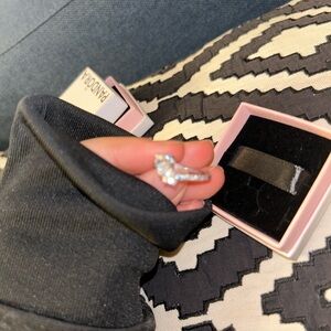 Pandora | Jewelry | Pandora Double Heart Sparkling Ring Sterling Silver ...